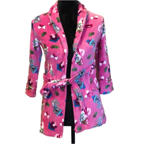 Faded Glory | Pajamas | Girls Pink Winter Robe With Cats And Dogs ...